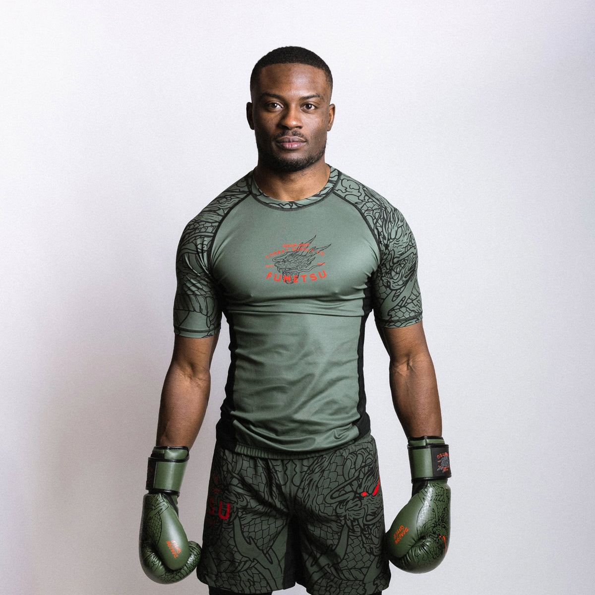 Dragon Slayer Short Sleeve Rash Guard Khaki/Orange from Fumetsu
